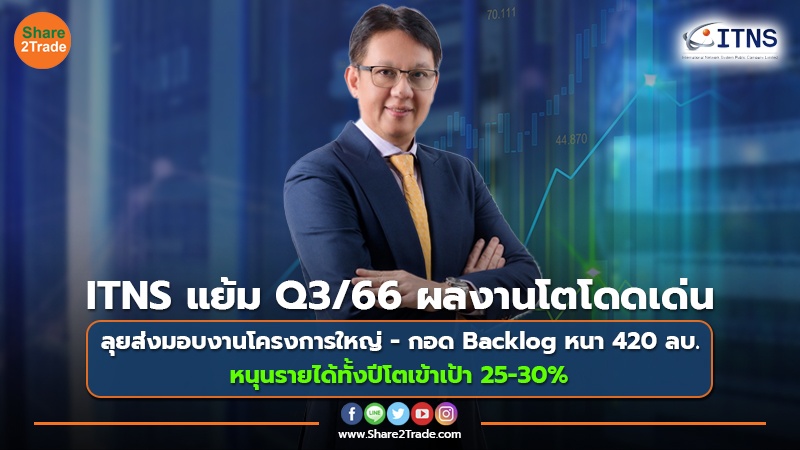 ITNS แย้ม Q3/66 ผลงานโตโดดเด่น ลุยส่งมอบงานโครงการใหญ่ - กอด Backlog หนา 420 ลบ. หนุนรายได้ทั้ง ...